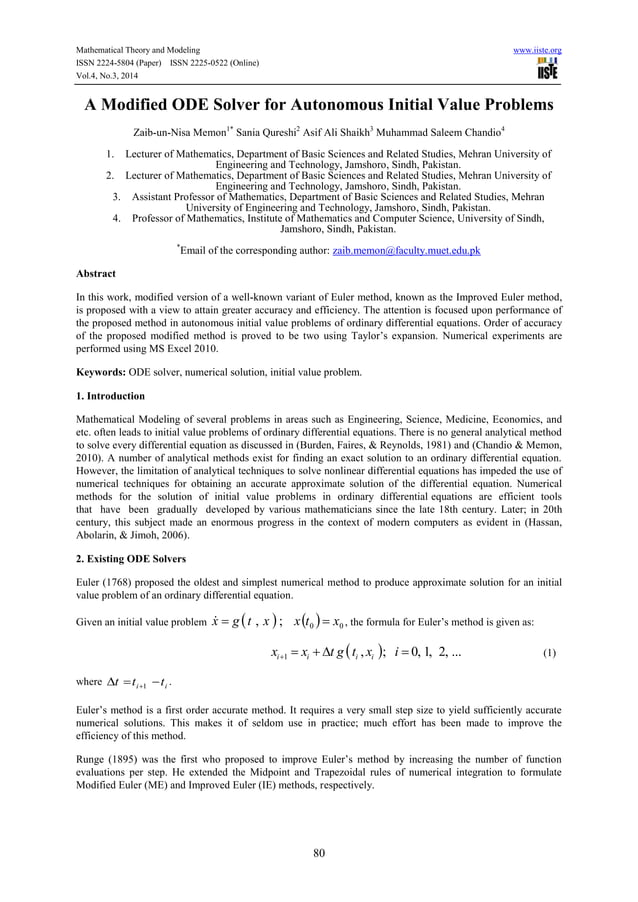 A modified ode solver for autonomous initial value problems | PDF