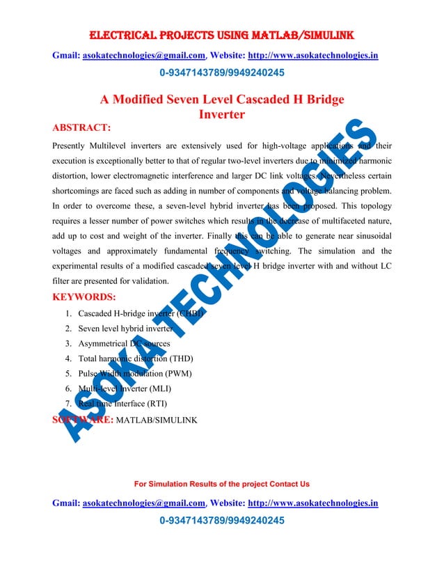 A Modified Seven Level Cascaded H Bridge Inverter | PDF