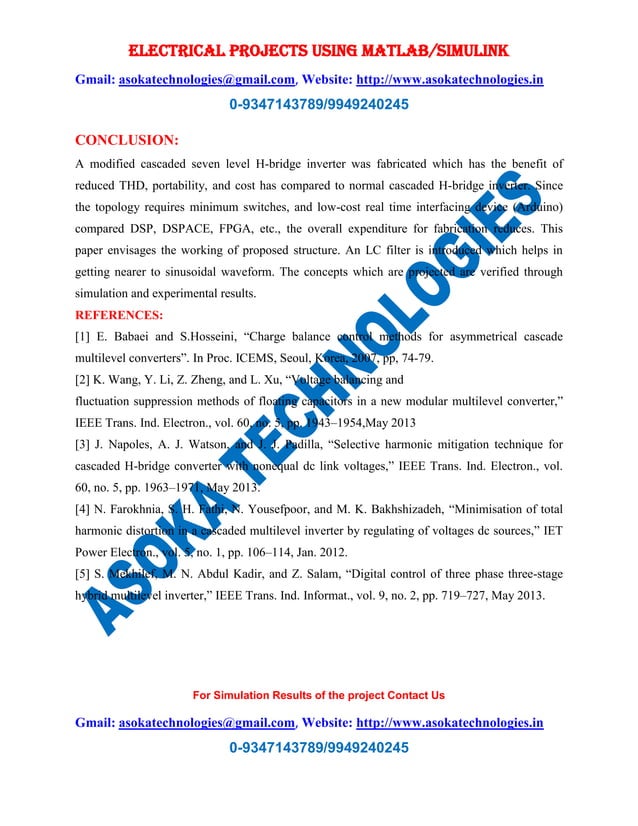 A Modified Seven Level Cascaded H Bridge Inverter | PDF