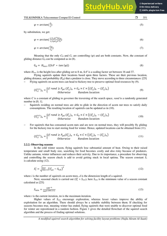 A Modified Squirrel Search Algorithm For Solving Facility Layout Problems Pdf