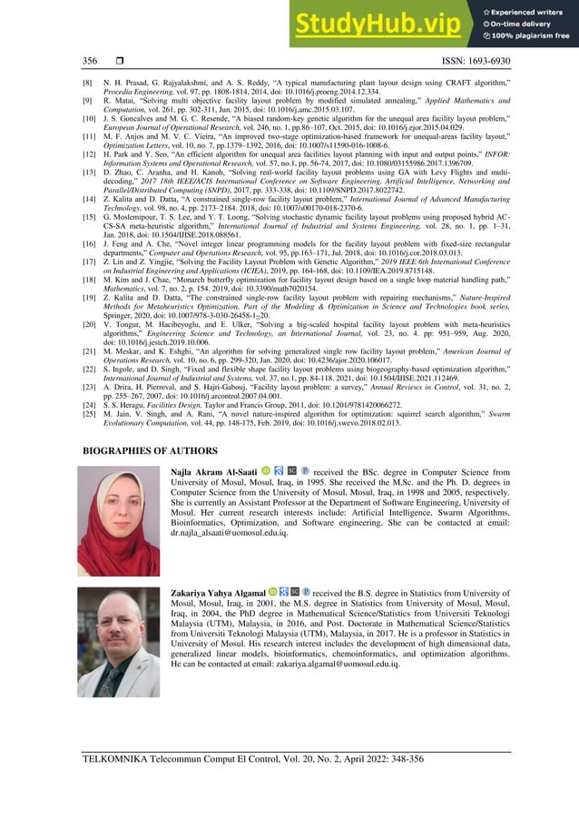 A Modified Squirrel Search Algorithm For Solving Facility Layout