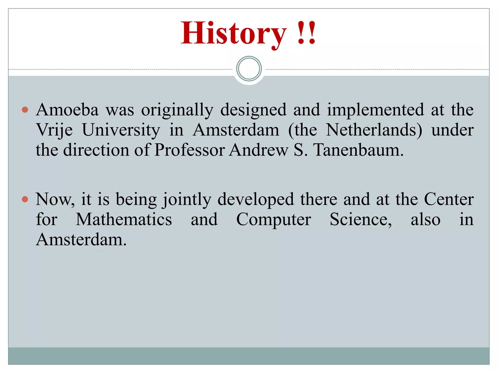 Amoeba distributed operating System | PPT Amoeba distributed operating System | PPT