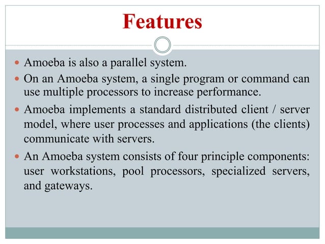 Amoeba distributed operating System | PPTX | Operating Systems ...