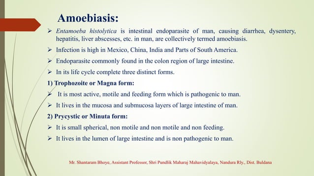Amoebiasis.pptx | Digestive Disorders | Diseases and Conditions