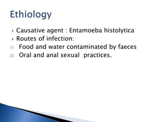 Amoebiasis pathogenesis and pathology | PPTX