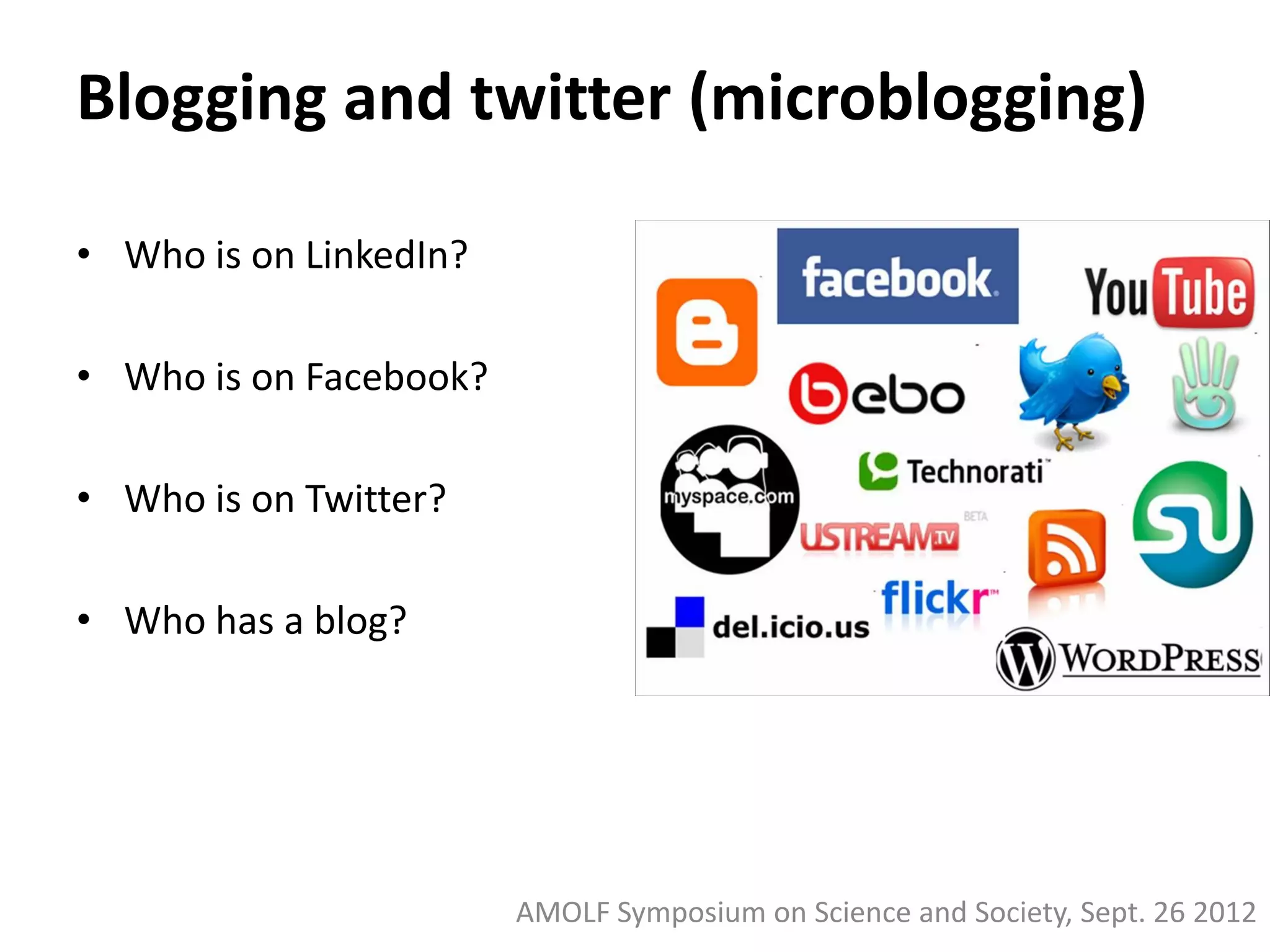 Amolf: popularizing science, many ways to reach the public | PPT