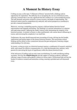 A Moment In History Essay | PDF