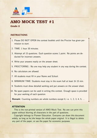 Amo mock test #1 grade 2 | PDF