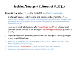 Among the IALIC-ists: the transcreation of intercultural knowledge ...