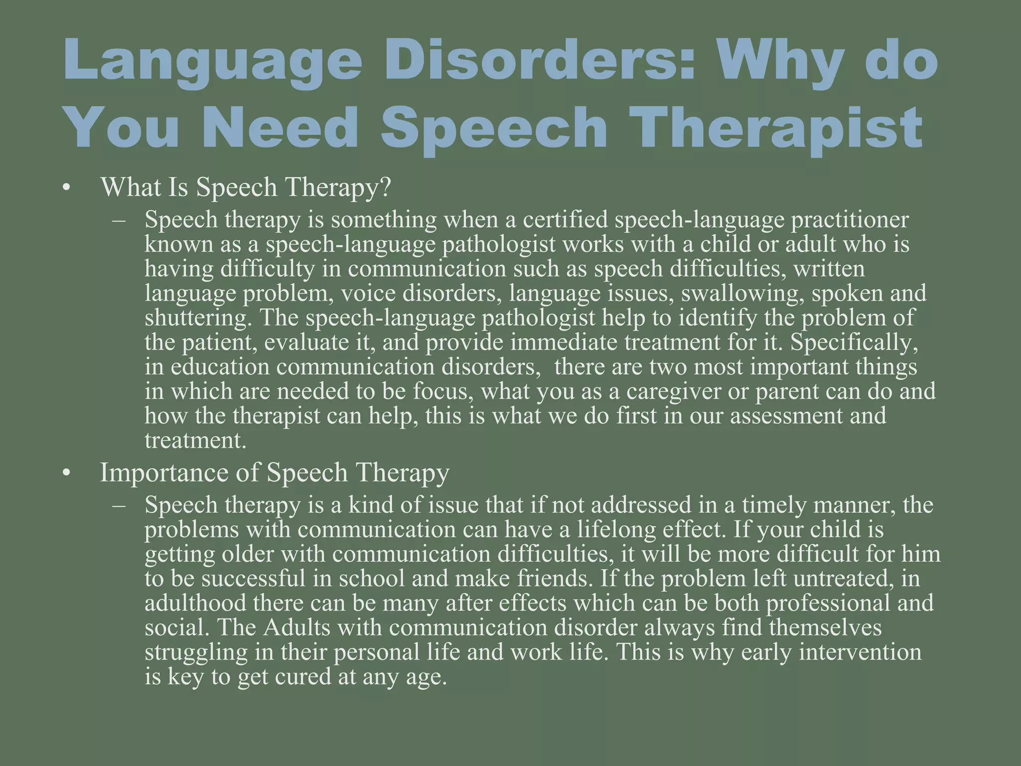 A more about speech therapy | PPTX