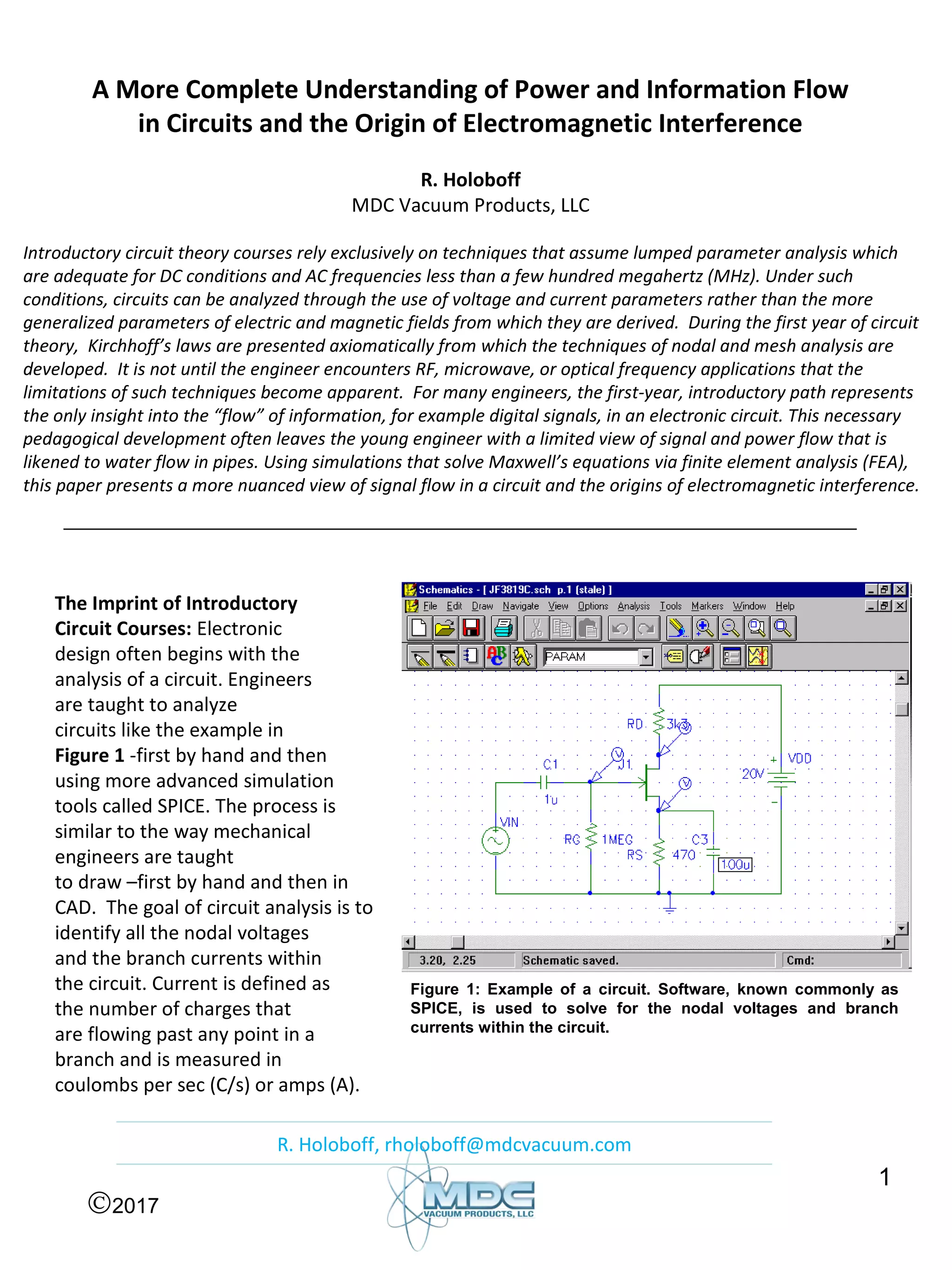 Data and Power Flow in Circuits and the Origin of Electromagnetic Interference | PPT