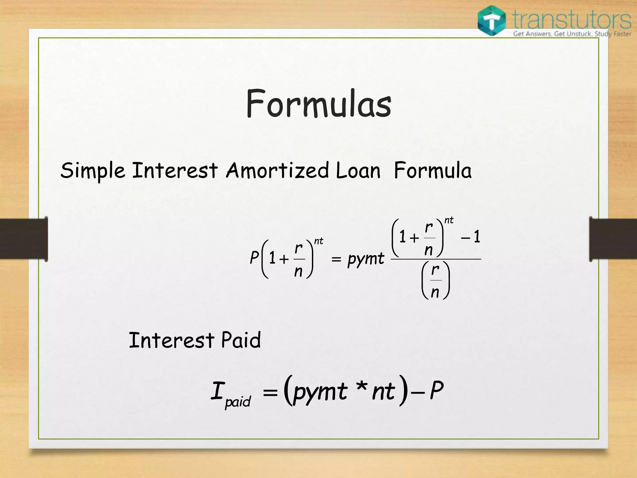 Amortizing Loan | Finance | PPTX