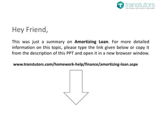 Amortizing Loan | Finance | PPTX