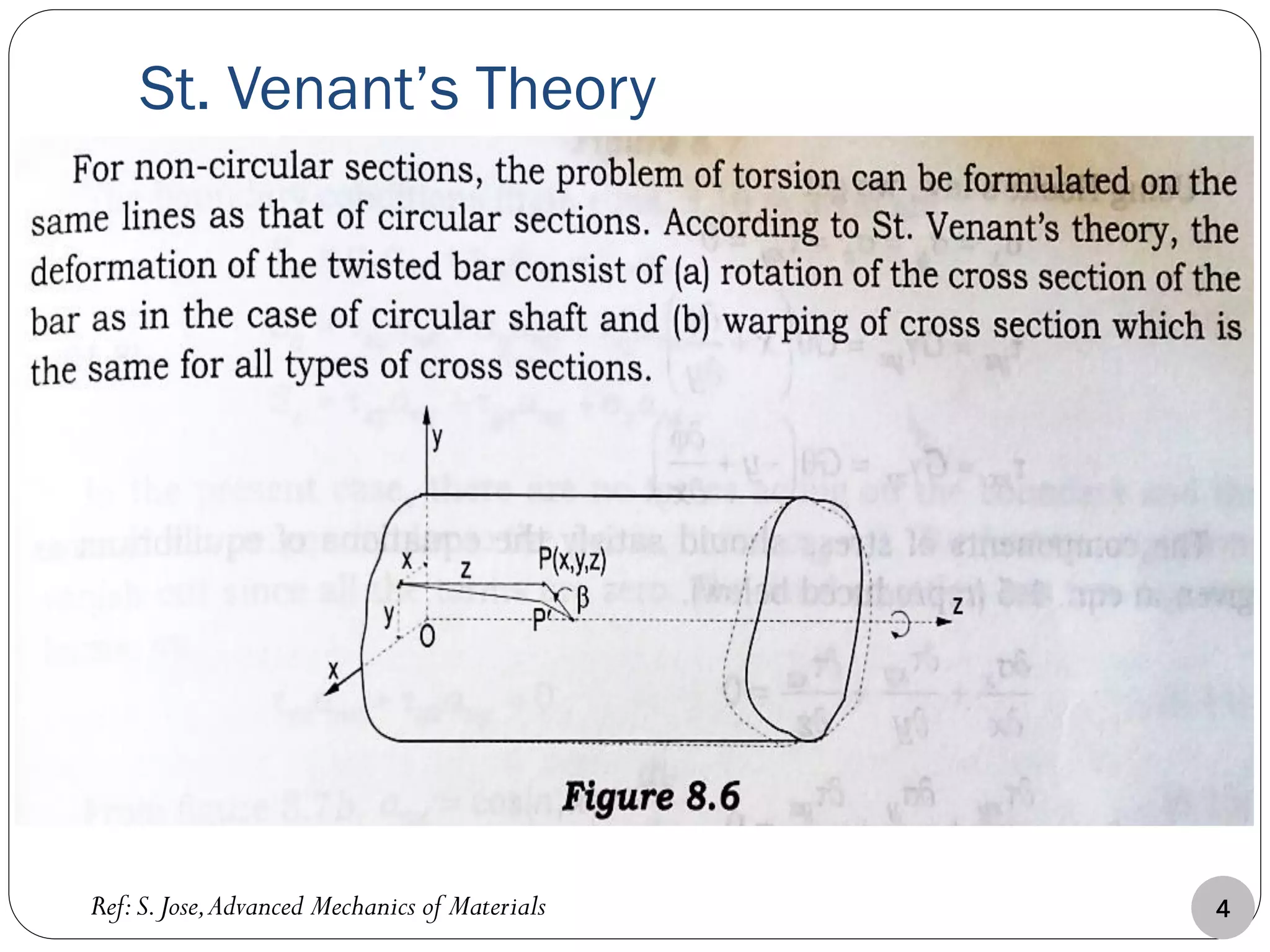 Torsion of Non Circular Bars Saint Venants Theory | PDF