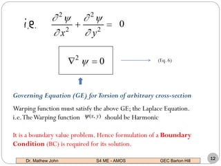 Torsion of Non Circular Bars Saint Venants Theory | PDF