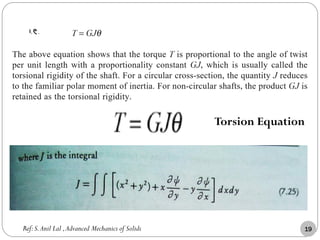 Torsion of Non Circular Bars Saint Venants Theory | PDF