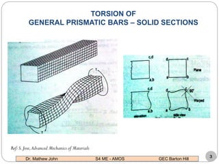 Torsion of Non Circular Bars Saint Venants Theory | PDF