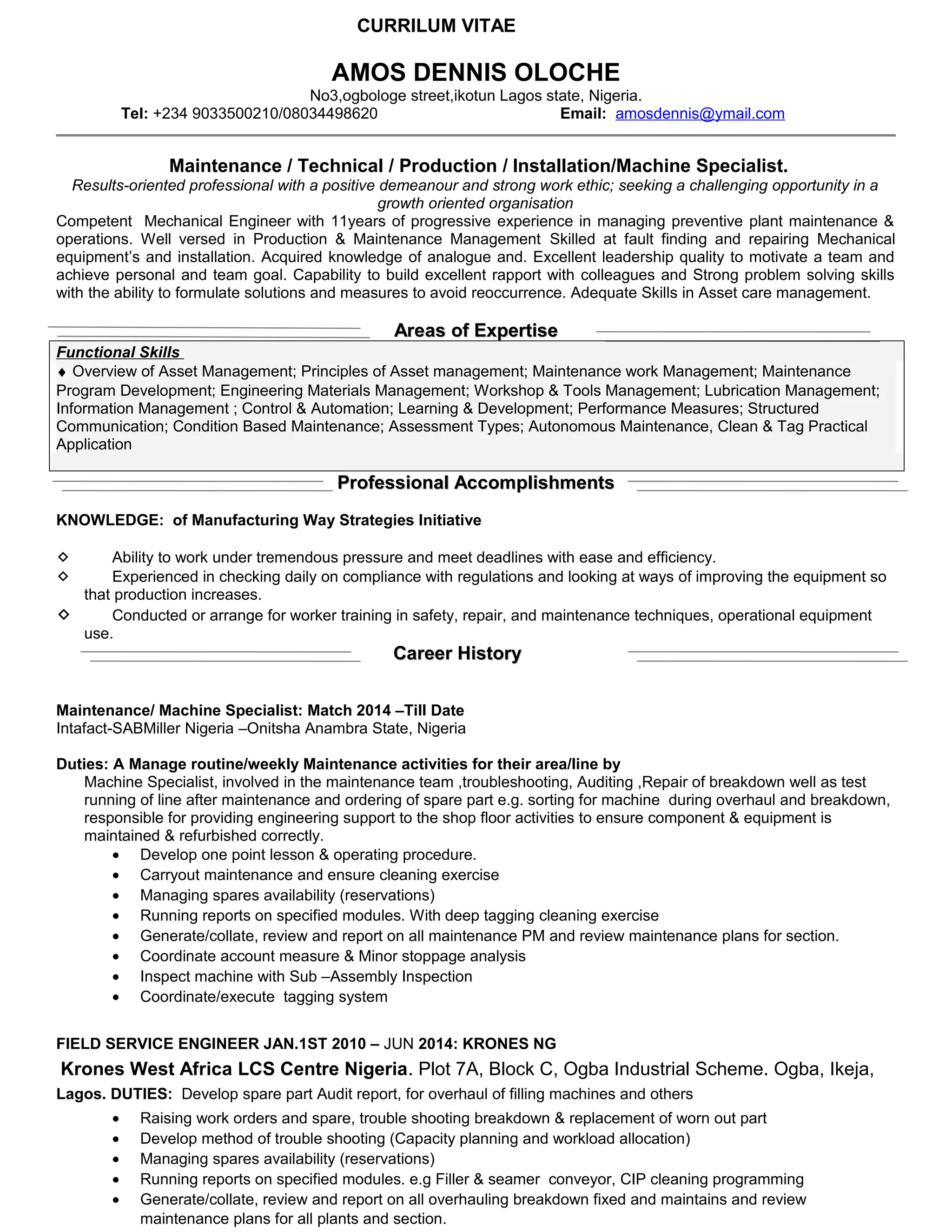 Amos dennis cv new | DOC