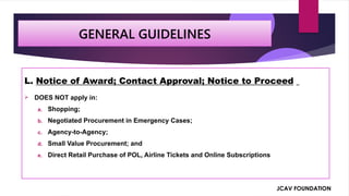 Consolidated guidelines for the alternative methods of procurement | PDF