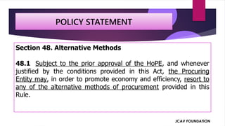 Consolidated guidelines for the alternative methods of procurement | PDF