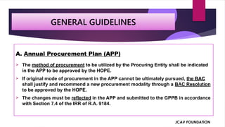 Consolidated guidelines for the alternative methods of procurement | PDF