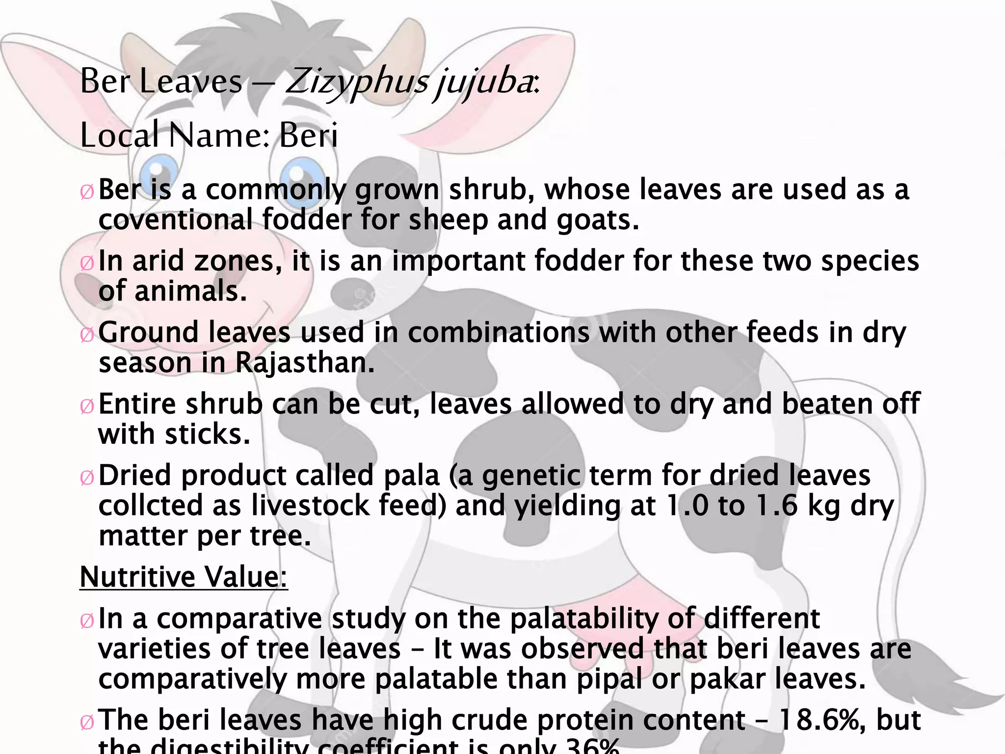 Importance of Tree Fodders for Livestock Rearing and their Nutritive ...