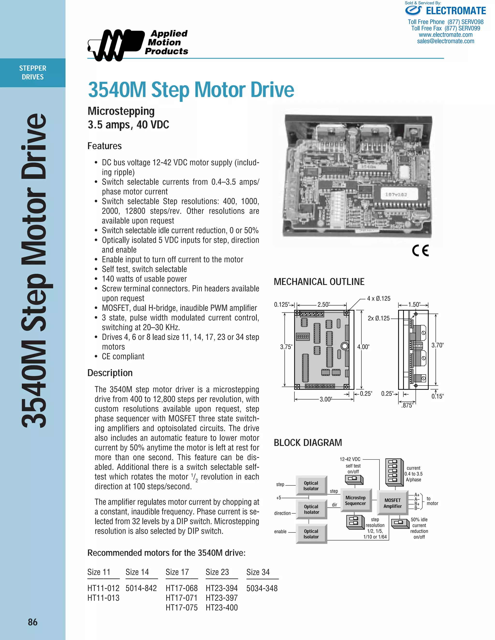 Amp 3540 m_specsheet | PDF