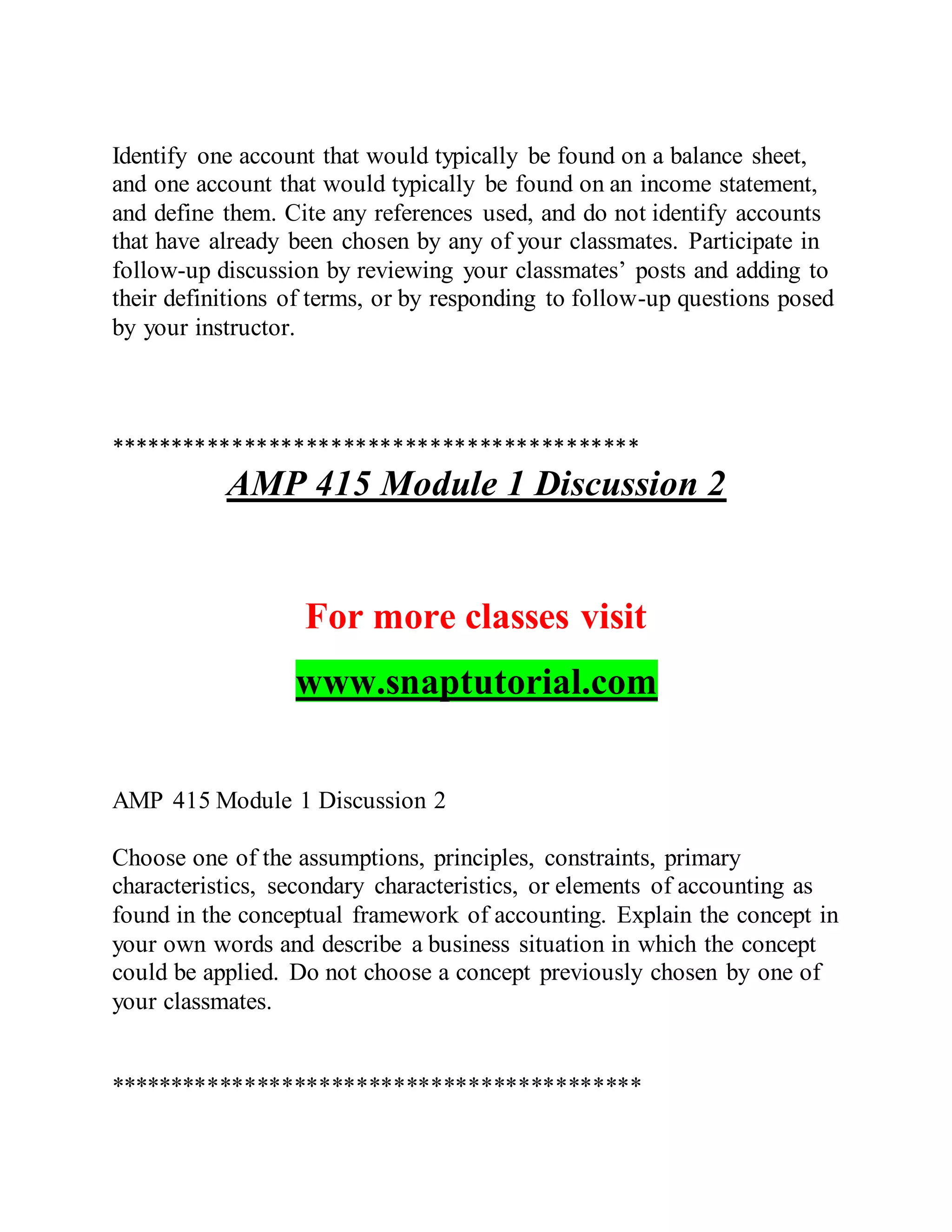 Amp 415 Education Redefined - snaptutorial.com