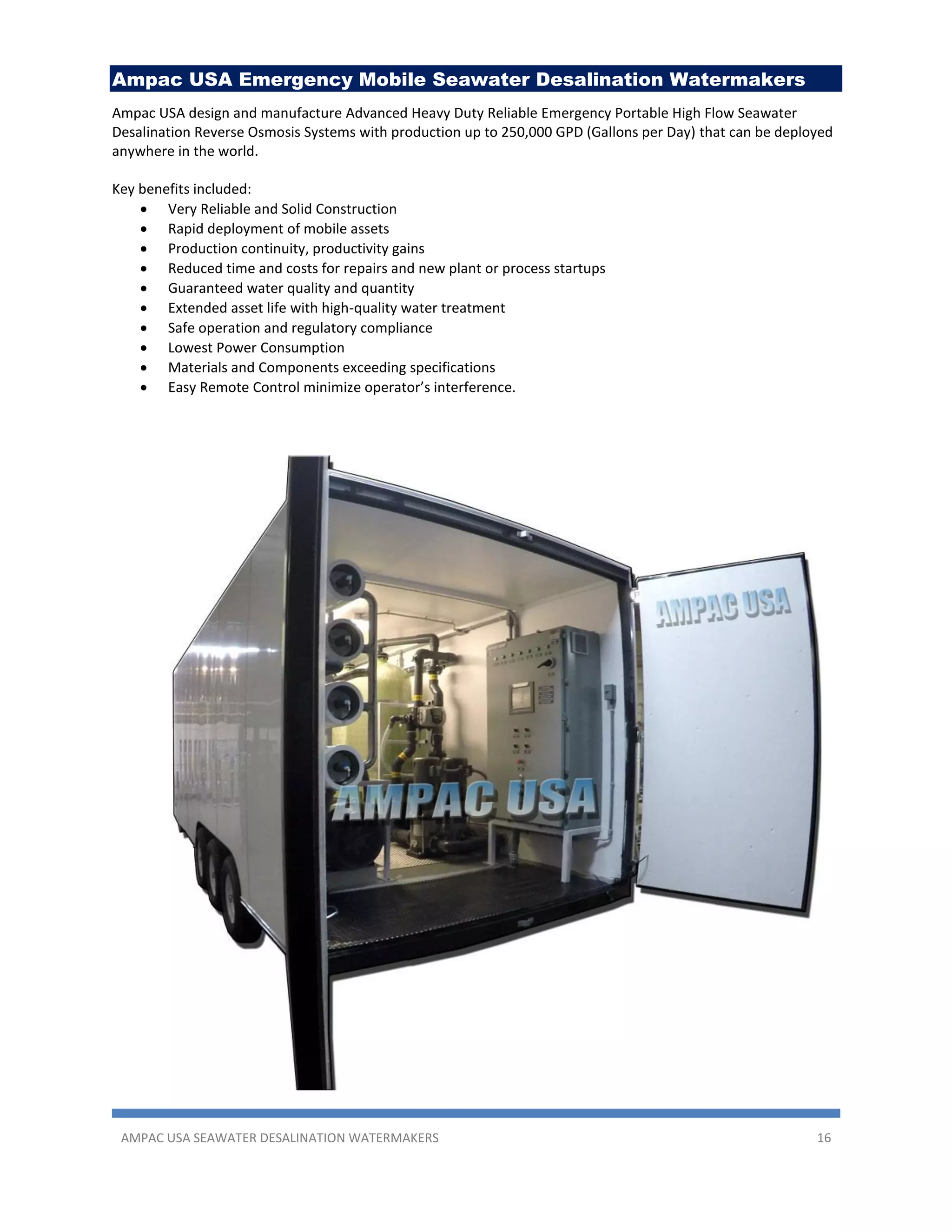 Ampac USA seawater desalination SWRO Watermakers | PDF | Chemistry ...