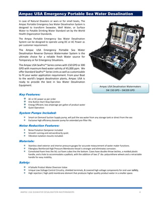 Ampac USA seawater desalination SWRO Watermakers | PDF