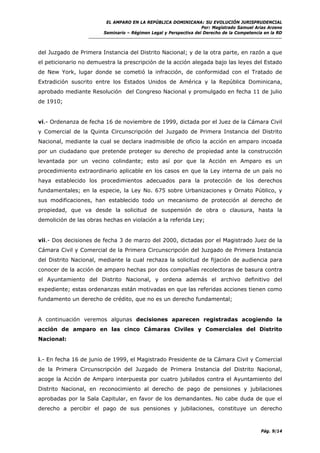 Evolución jurisprudencia del Recurso de Amparo en la República ...