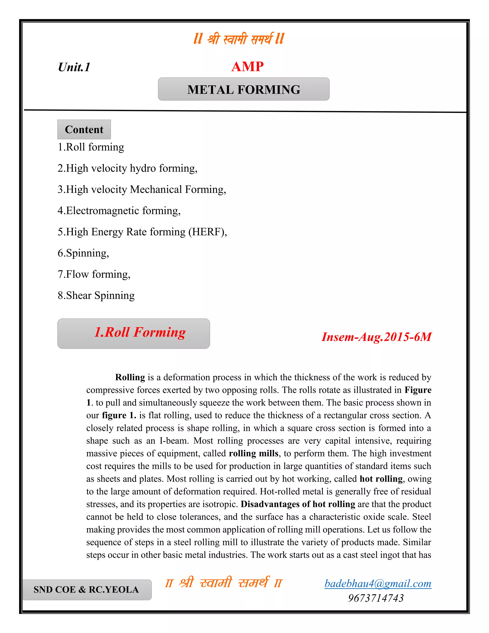 Advanced Manufacturing Processes PDF Full book by badebhau | PDF