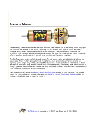 How ro choose an electric motor for RC Planes | PDF