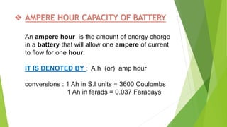 Ampere hour capacity of battery and battery back up calculation | PPTX