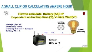 Ampere hour capacity of battery and battery back up calculation | PPTX