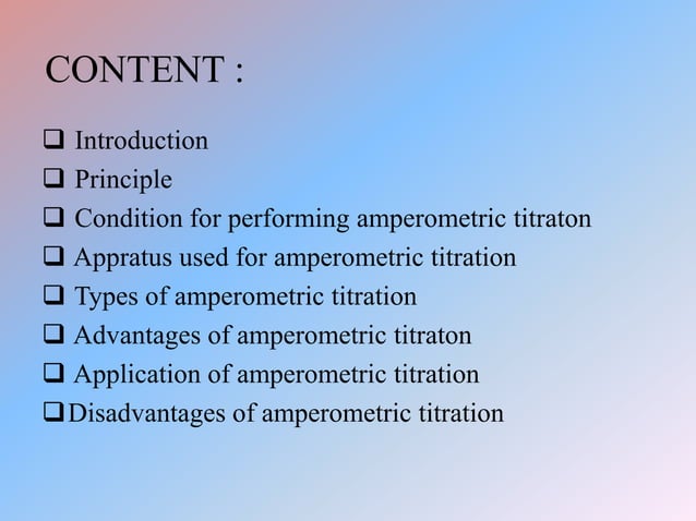Amperometry | PPTX | Chemistry | Science