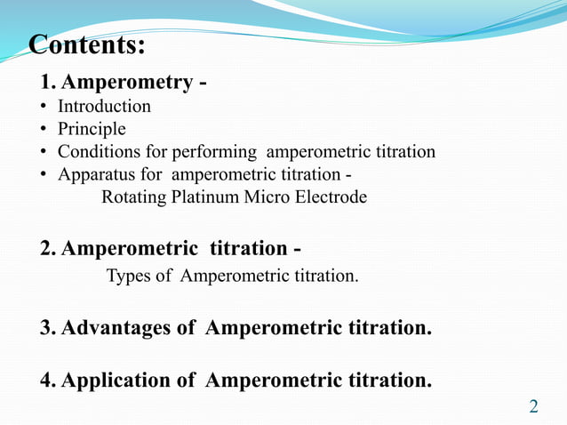 Amperometric titration | PPTX | Chemistry | Science