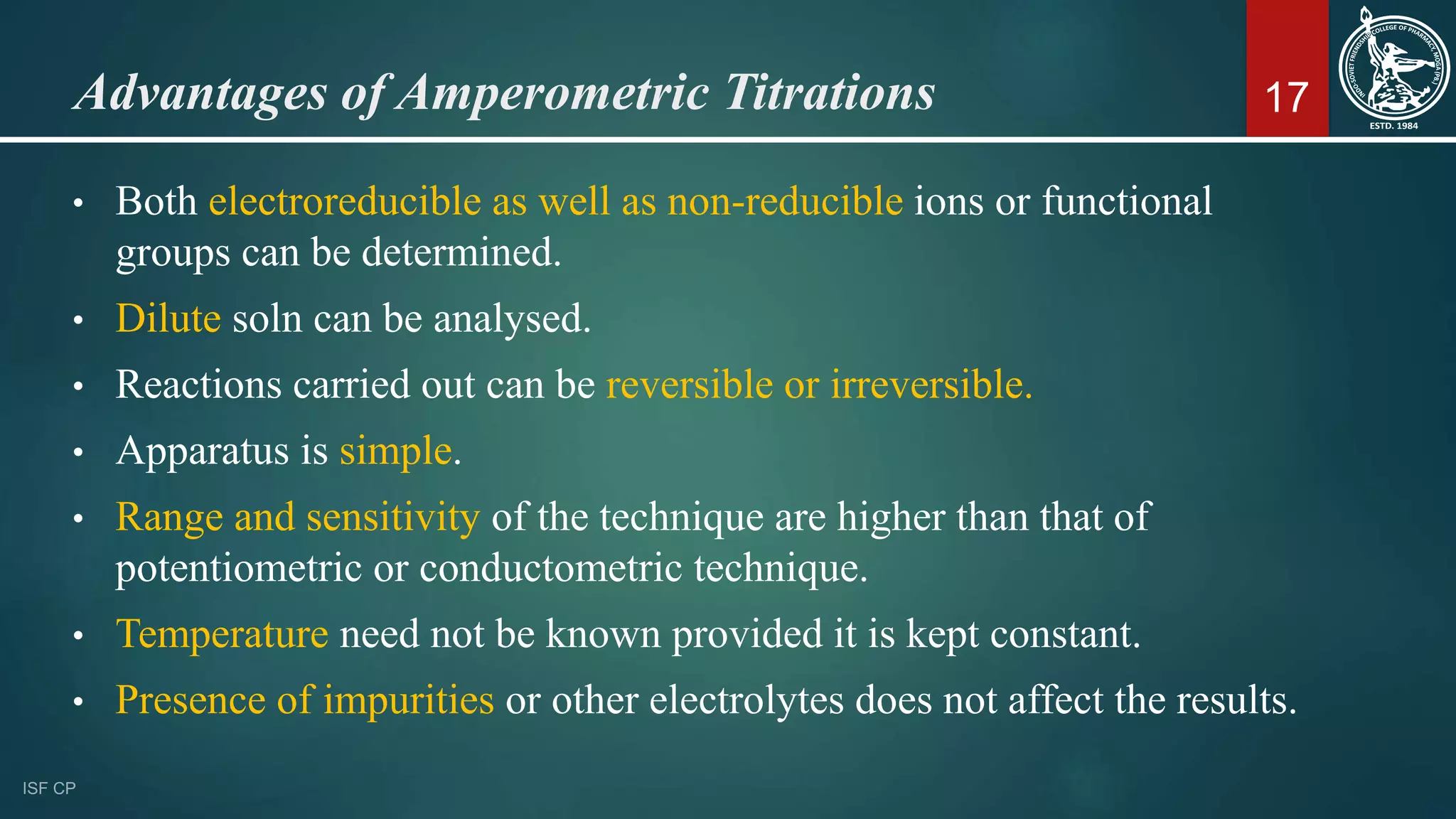 Amperometric Titrations | PPTX