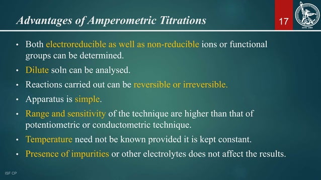 Amperometric Titrations | PPTX | Chemistry | Science