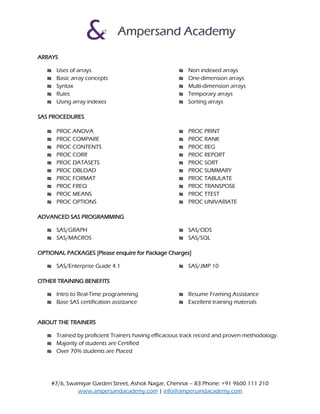 Ampersand Academy - SAS Course Curriculum | PDF | Programming Languages | Computing
