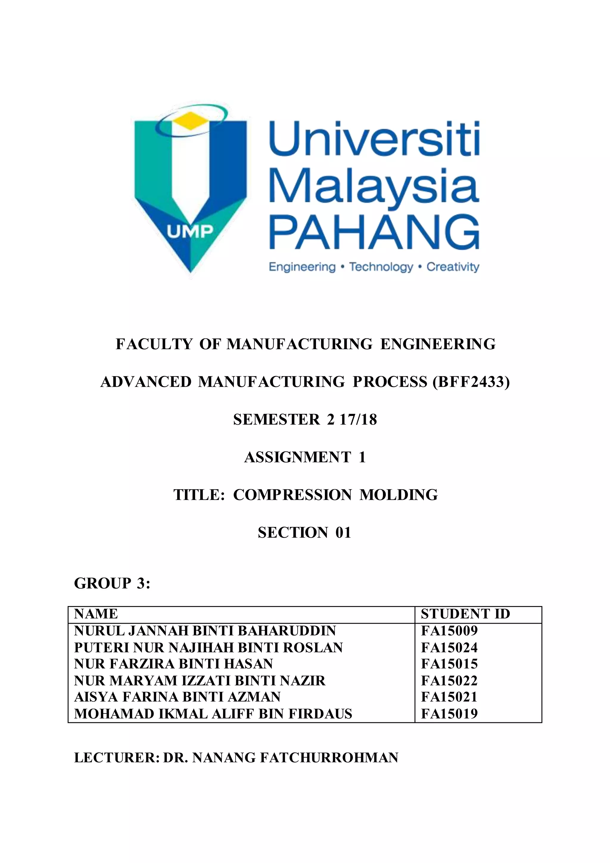 COMPRESSION MOLDING REPORT | DOCX
