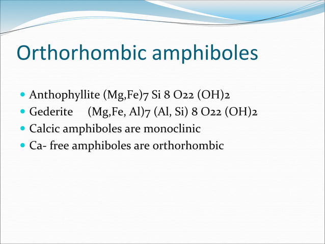 Amphibole group of minerals | PPTX | Chemistry | Science