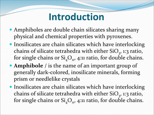 Amphibole group of minerals | PPTX | Chemistry | Science
