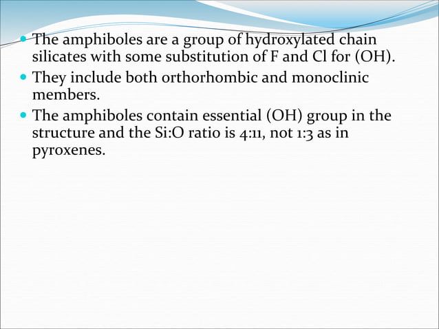 Amphibole group of minerals | PPTX | Chemistry | Science