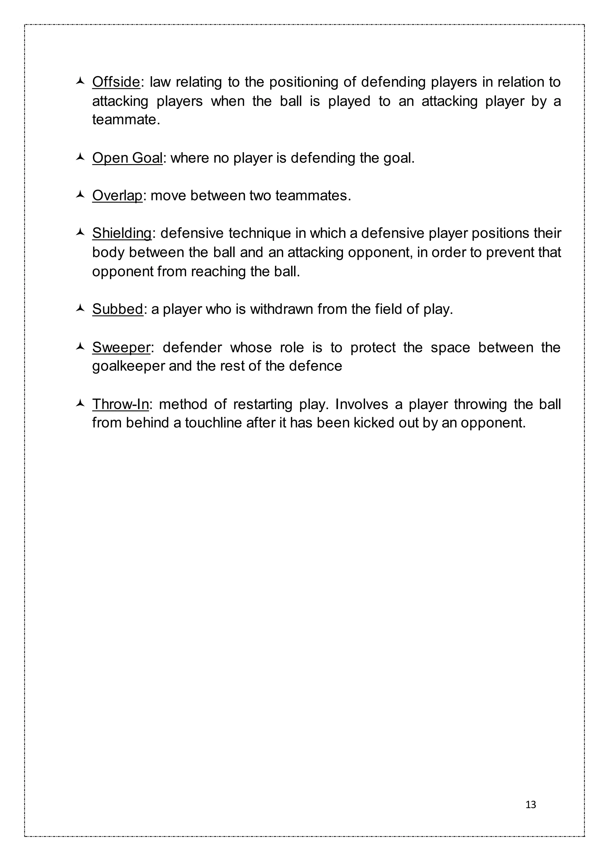 project on football for physical education | DOCX