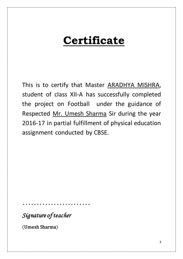 project on football for physical education | DOCX | Soccer | Sports