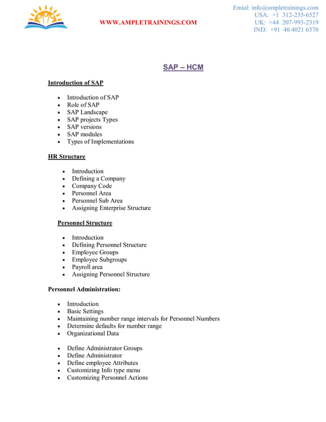 Ample trainings-sap-hr-course-curriculum | PDF