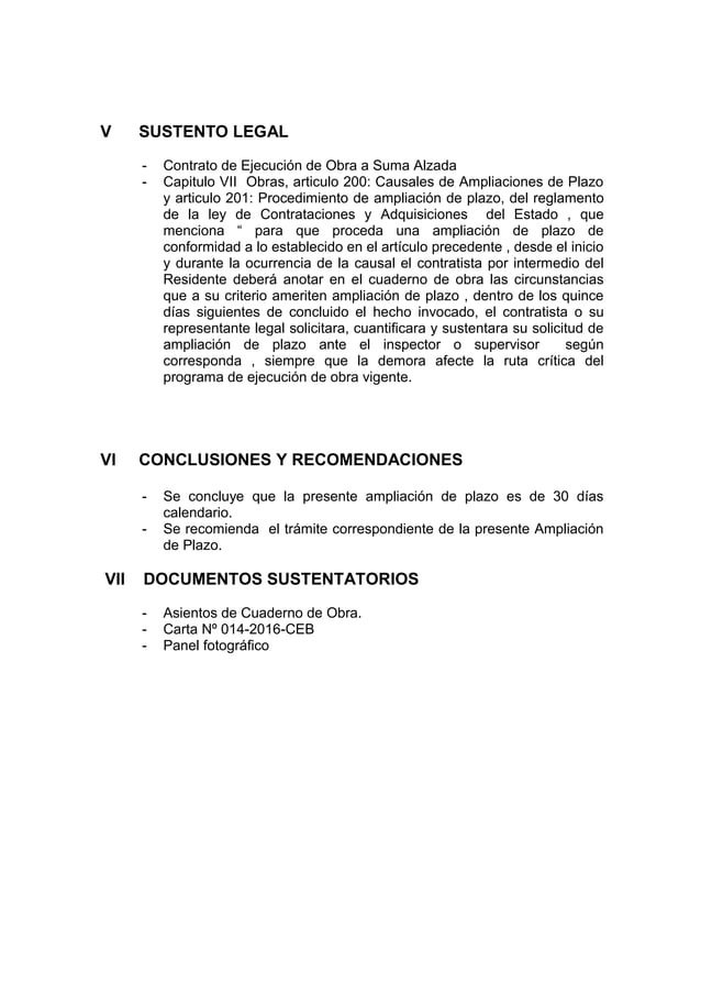 Ampliacion De Plazo Nº 01 Ruta Y Cable Pdf