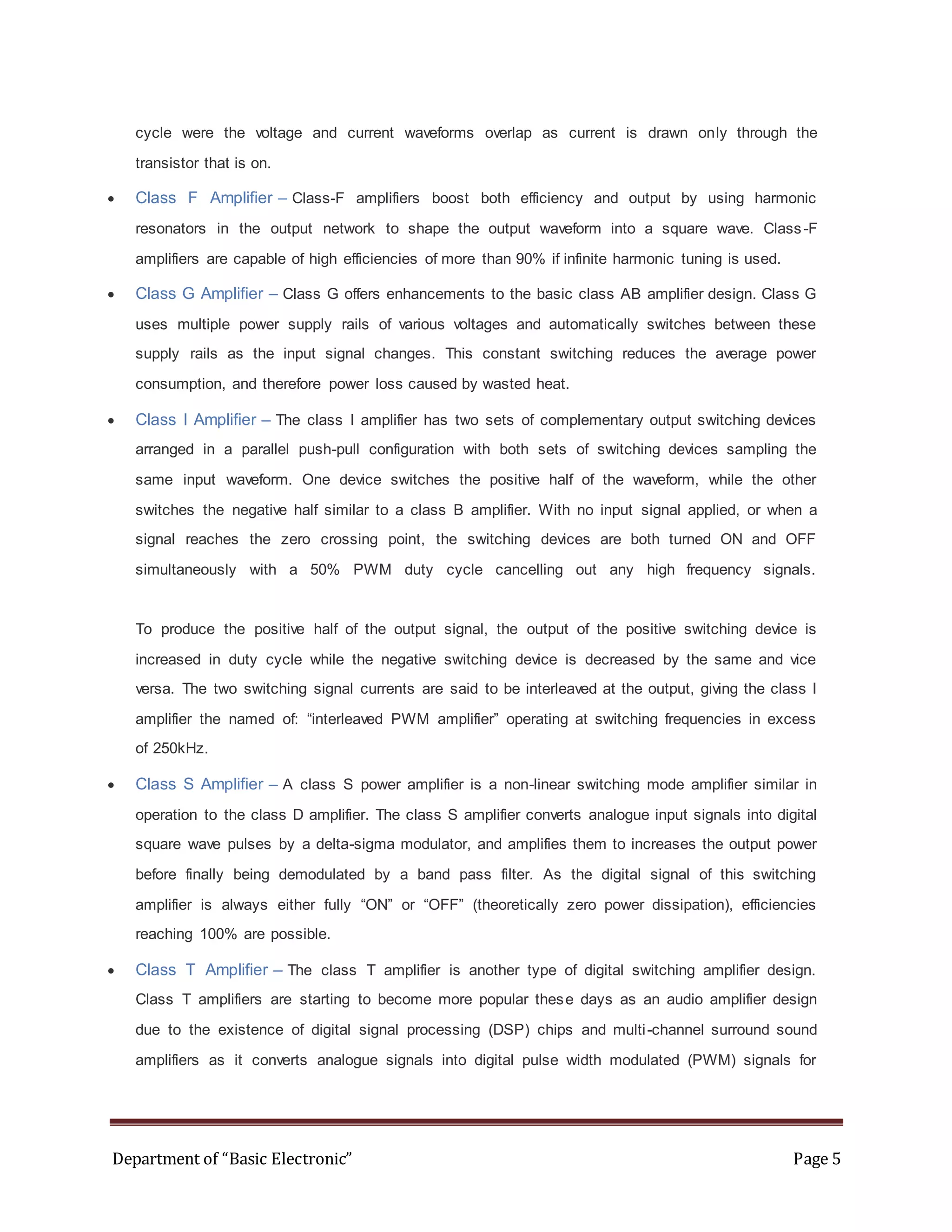 Amplifier classes explained | DOCX