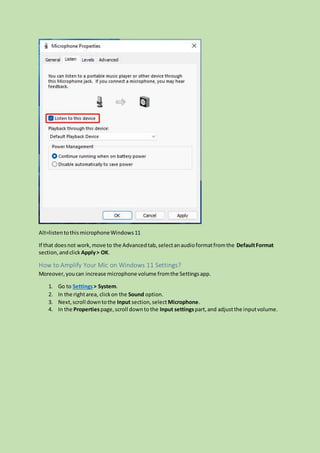 Amplify boost increase mic volume windows 11 | DOCX | Digital Audio ...